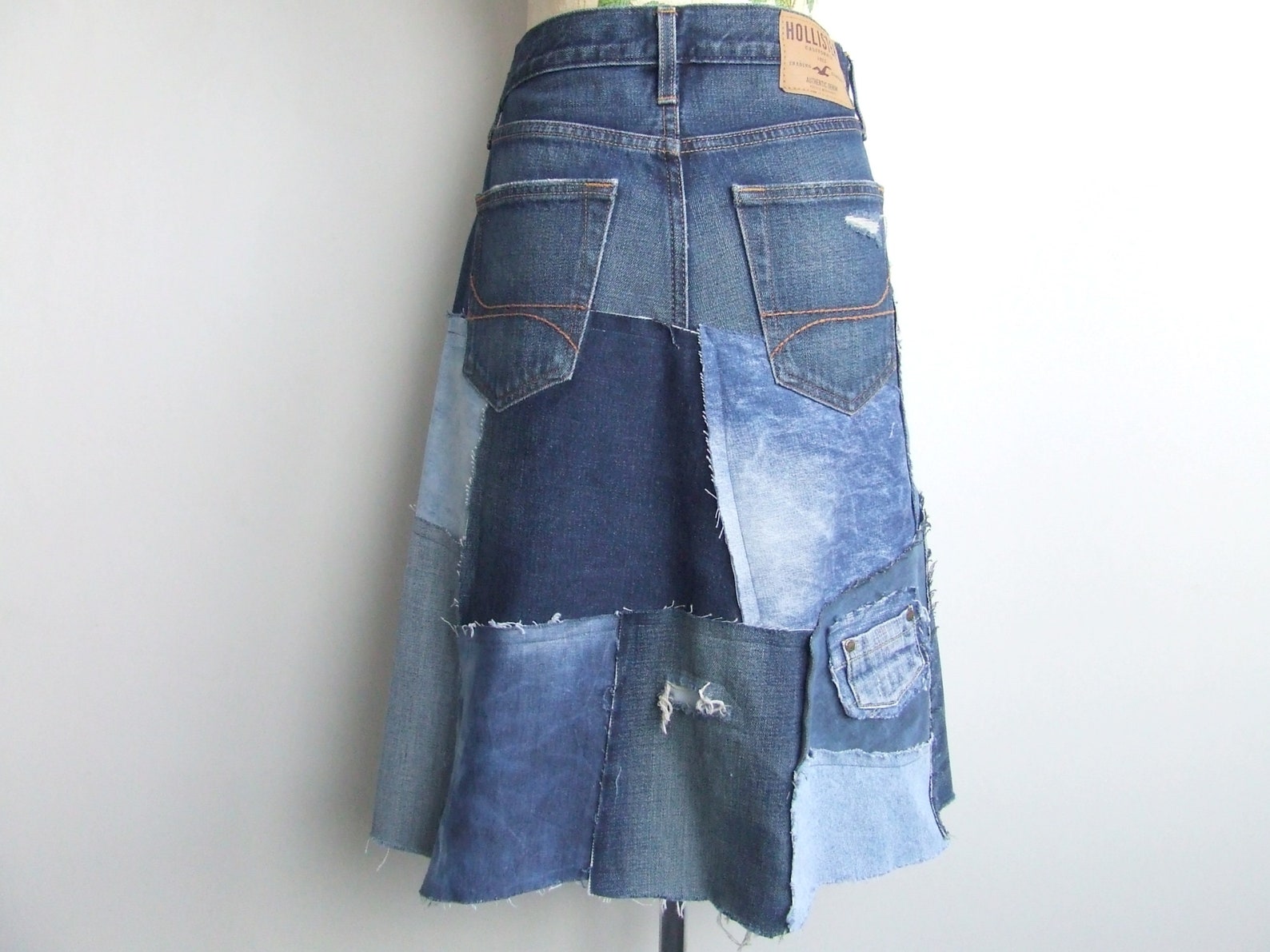 Upcycled Denim Skirt, Size US 6, Asymmetrial Denim Skirt - Etsy