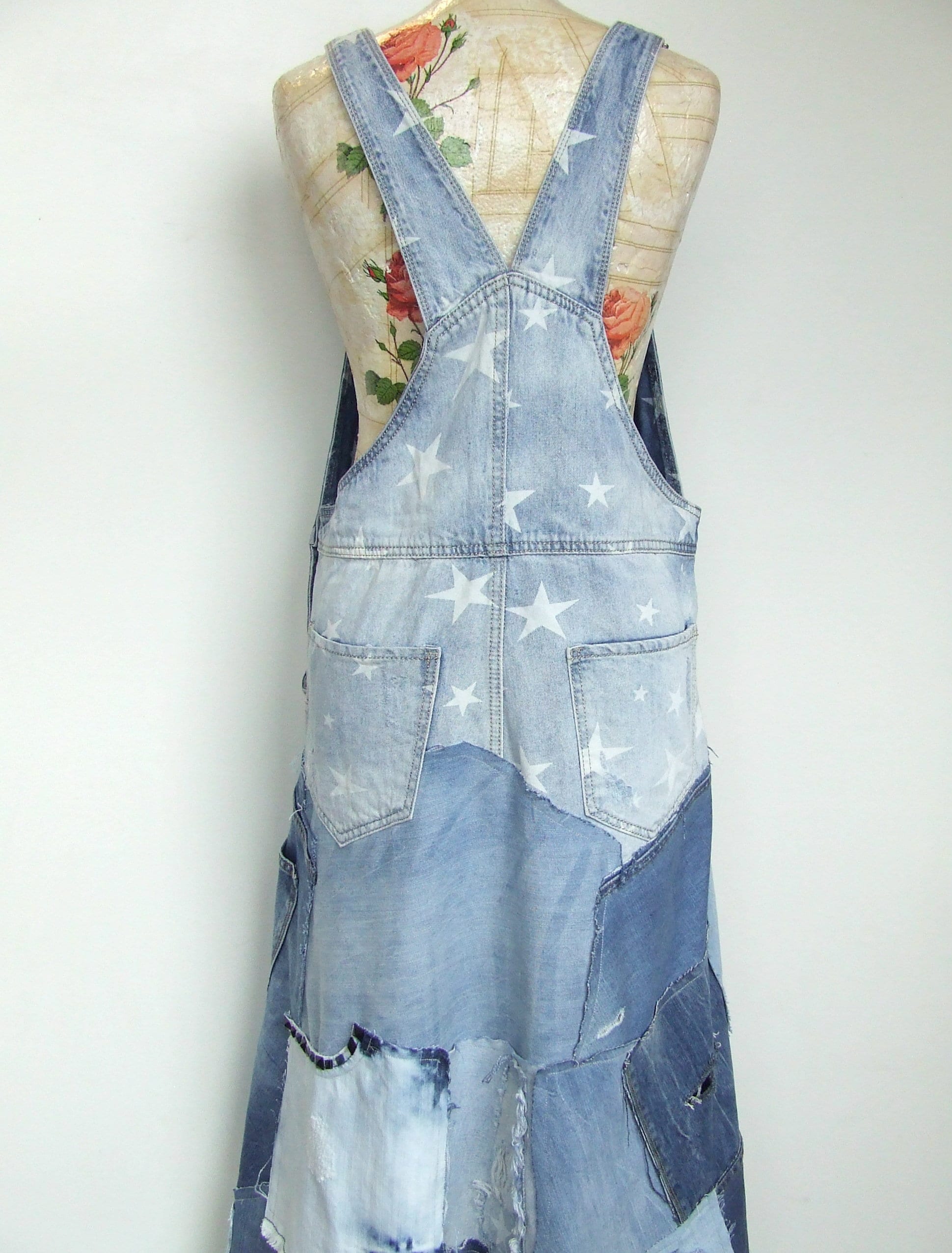 Upcycled Denim Dress Long Patchwork Dress Size US 12 Denim - Etsy