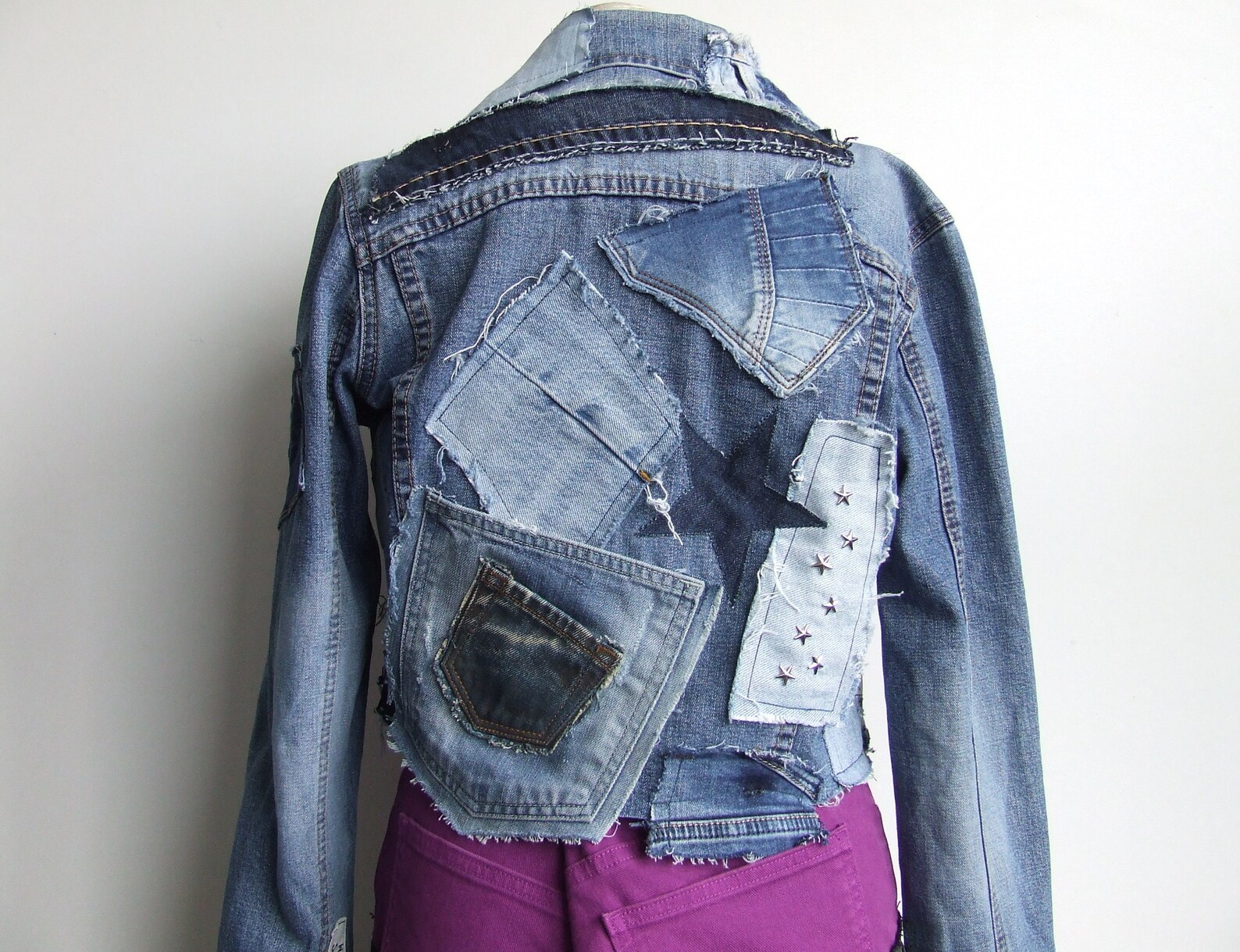 Upcycled Denim Jacket, Reconstruction Denim, Size S - Etsy