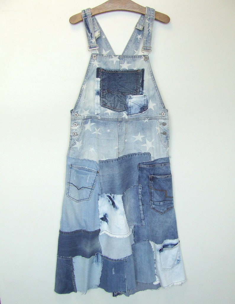 Upcycled Denim Dress Long Patchwork Dress Size US 12 Denim - Etsy