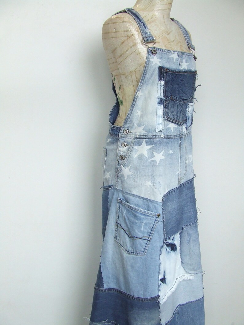 Upcycled Denim Dress Long Patchwork Dress Size US 12 Denim - Etsy