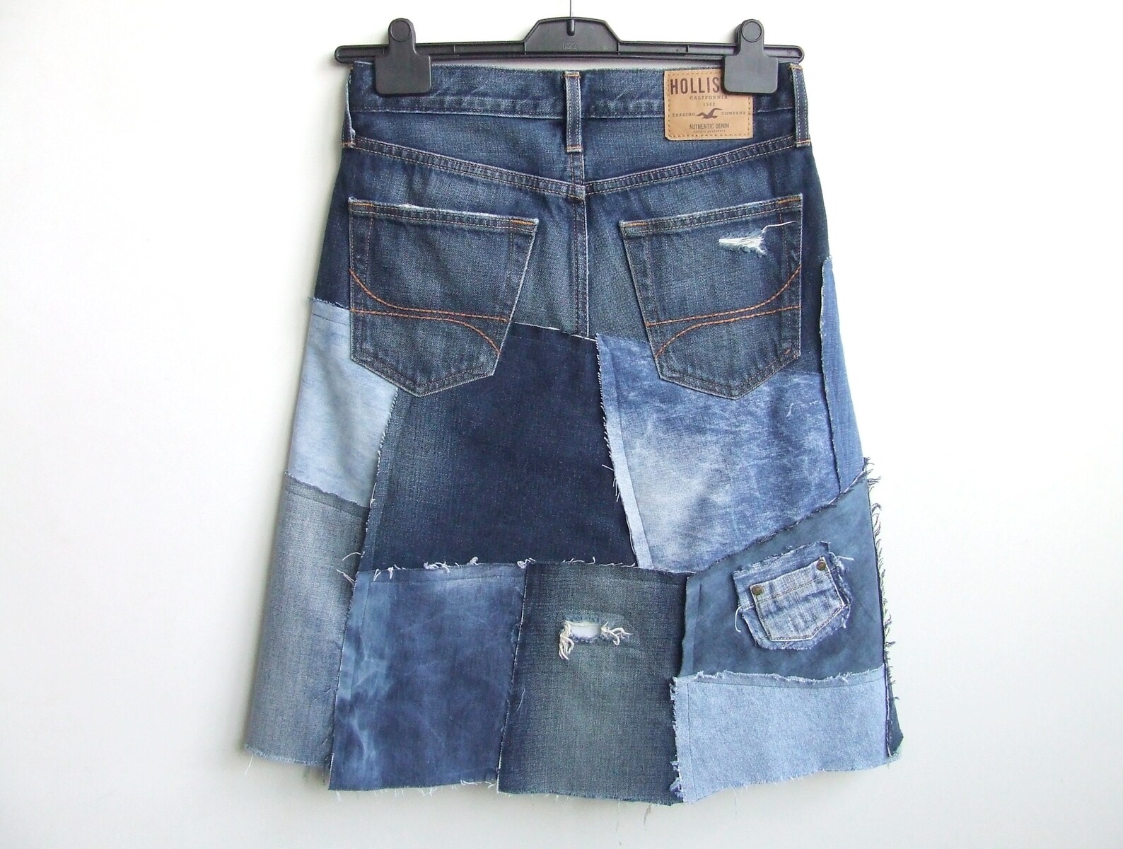 Upcycled Denim Skirt, Size US 6, Asymmetrial Denim Skirt - Etsy