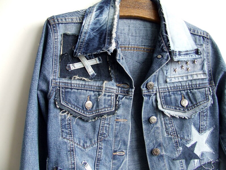 Upcycled Denim Jacket, Reconstruction Denim, Size S - Etsy