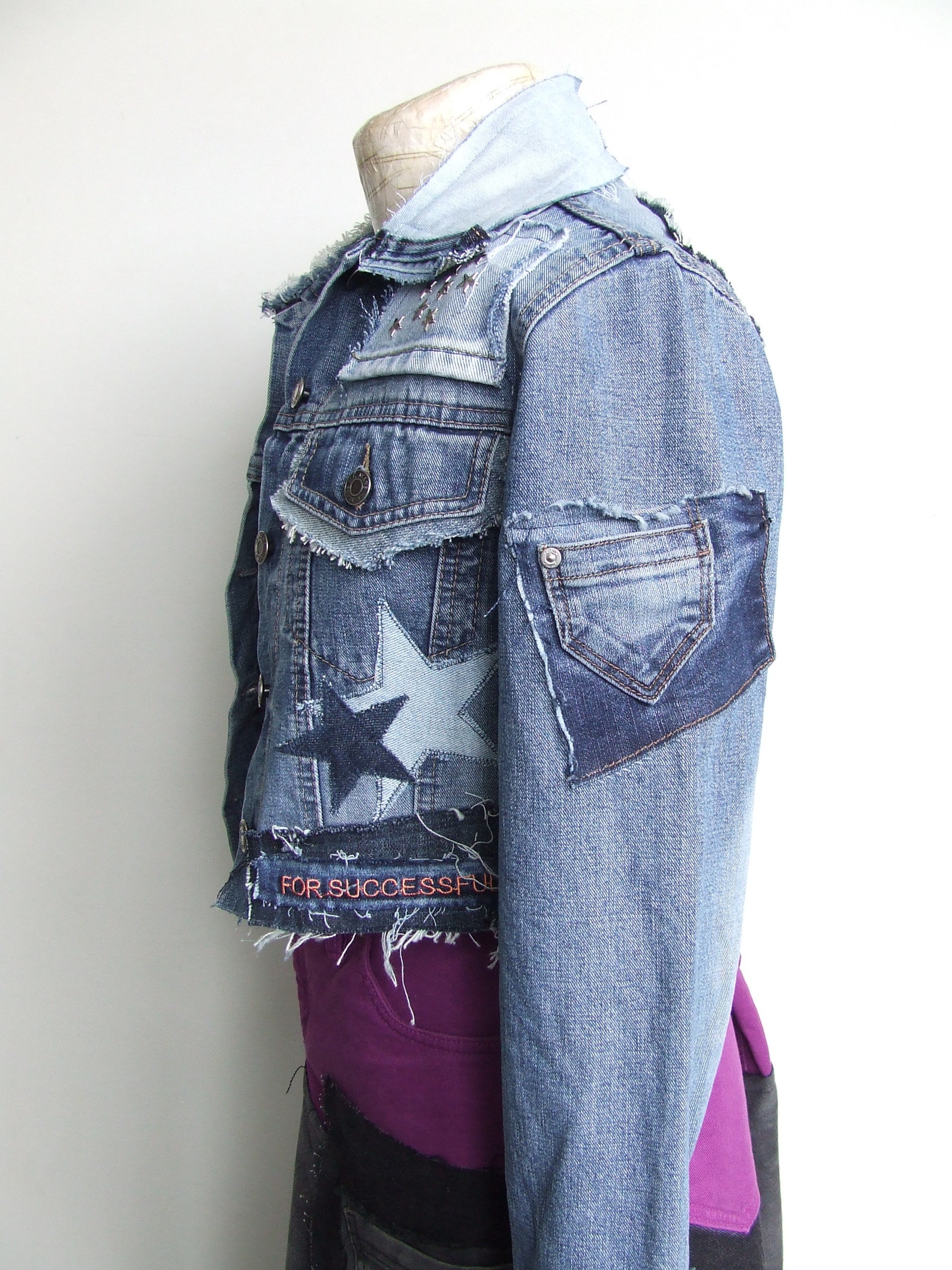 Upcycled Denim Jacket, Reconstruction Denim, Size S - Etsy