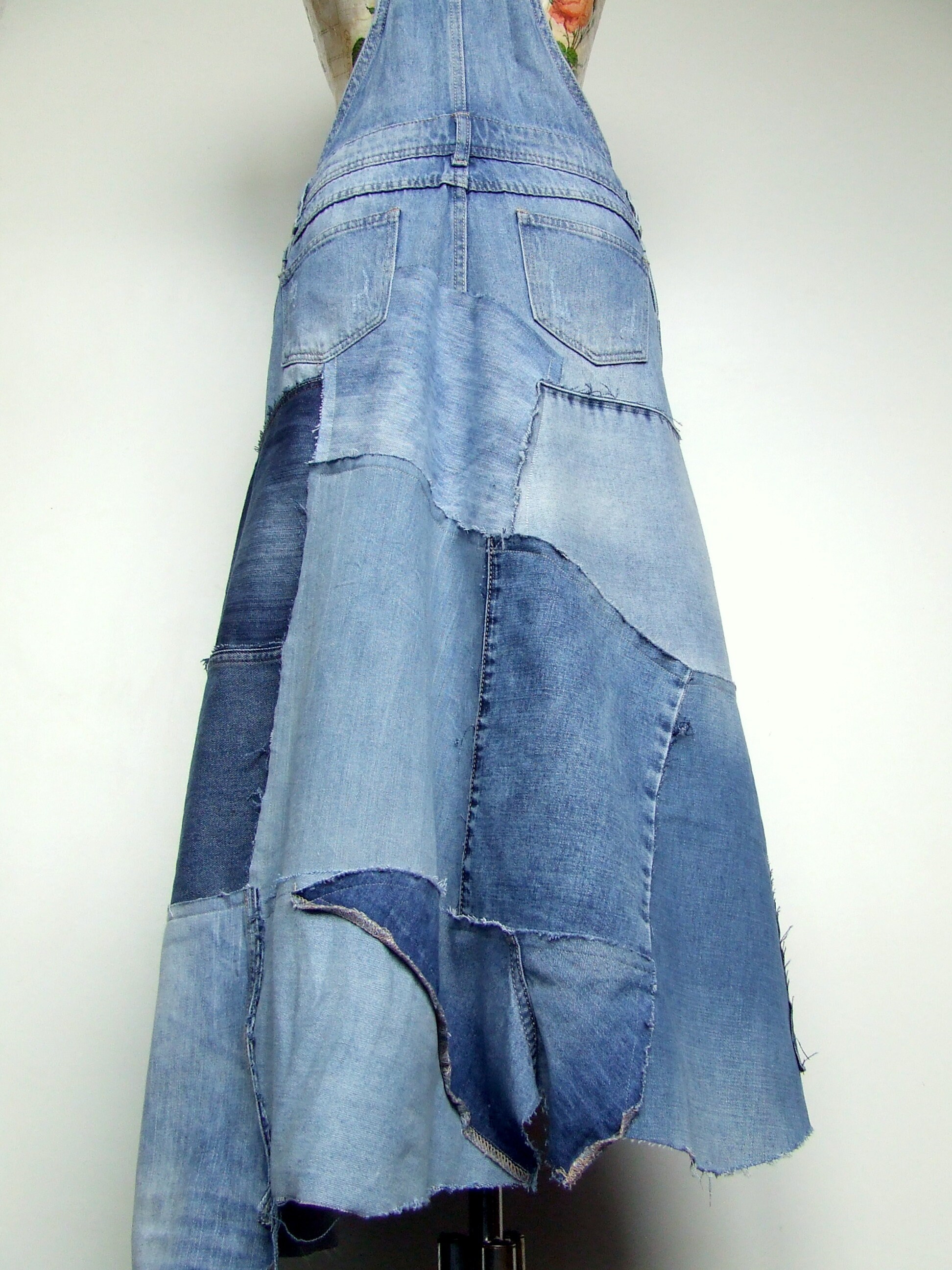 Upcycled Denim Dress Long Patchwork Dress Size US 8/10 - Etsy