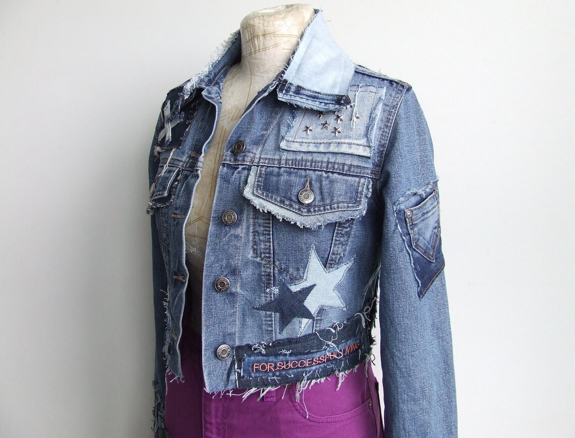 Upcycled Denim Jacket, Reconstruction Denim, Size S - Etsy
