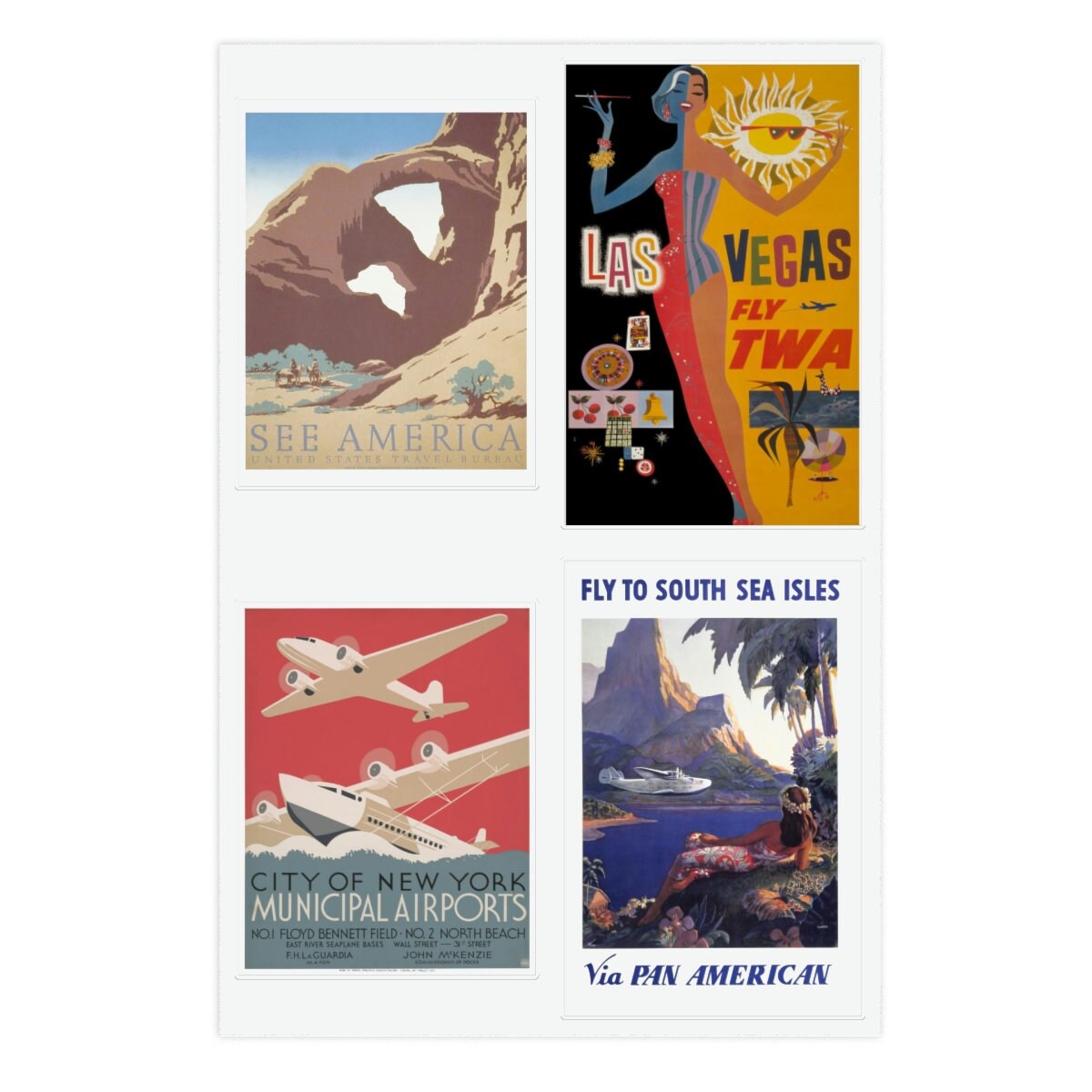 Vintage Travel Poster Stickers: WPA Airlines Grand Canyon & - Etsy