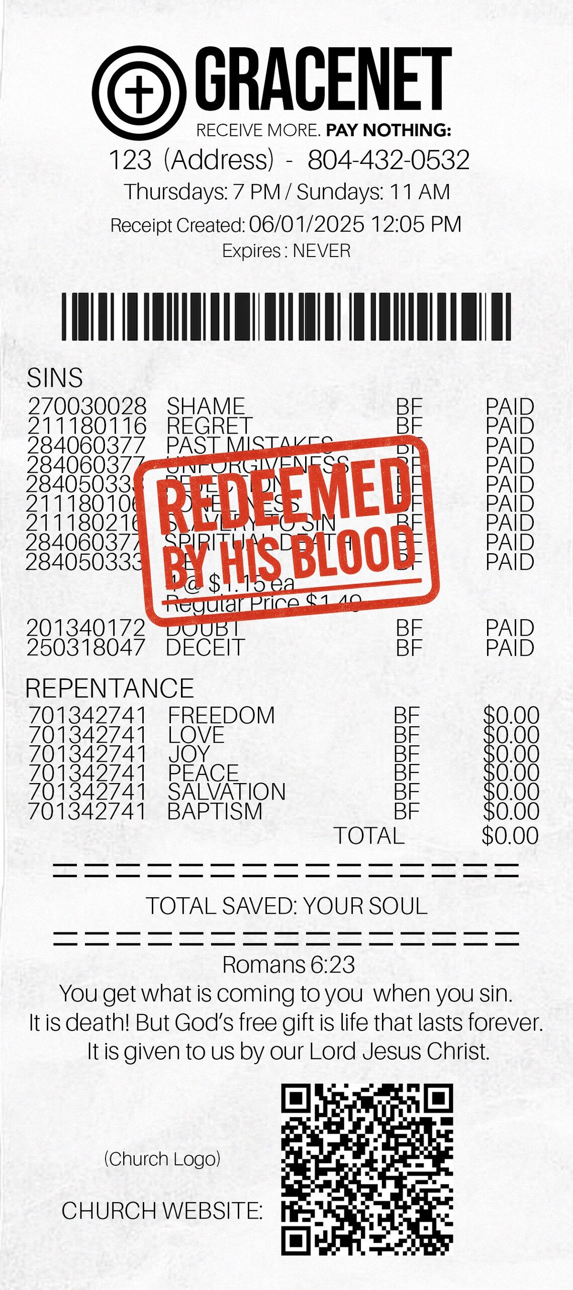 Church Invitation Flyer (salvation Reciept) - Etsy