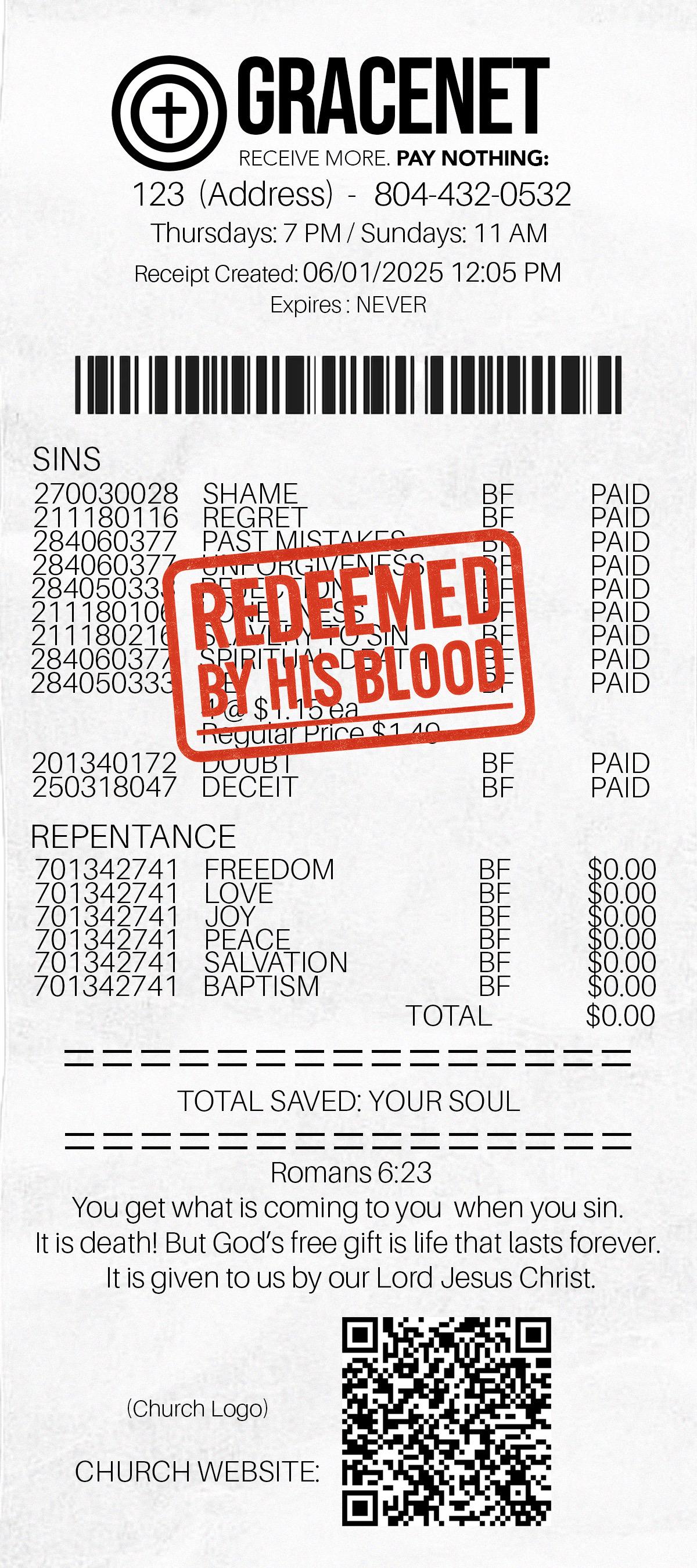Church Invitation Flyer (salvation Reciept) - Etsy