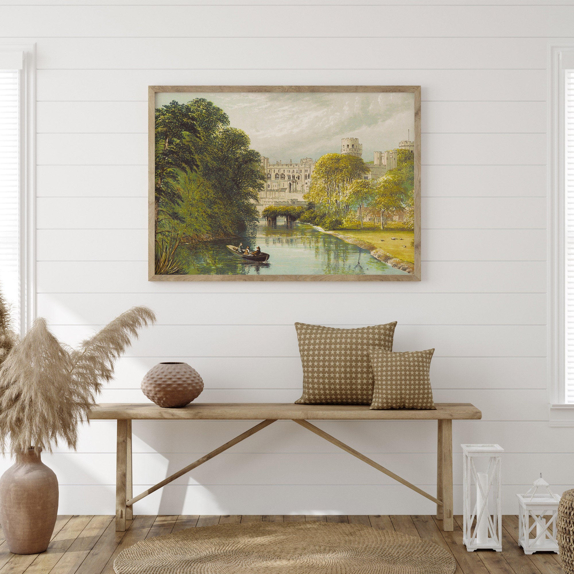 Warwick Castle | Vintage Landscape Oil Painting | Warwickshire England ...