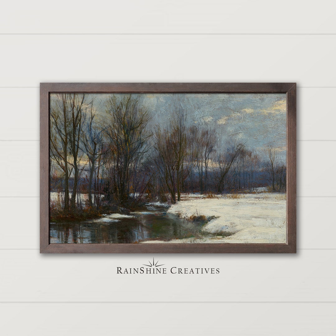 Winter Landscape | Vintage 1800s Oil Painting | Wall Art | Winter Décor ...