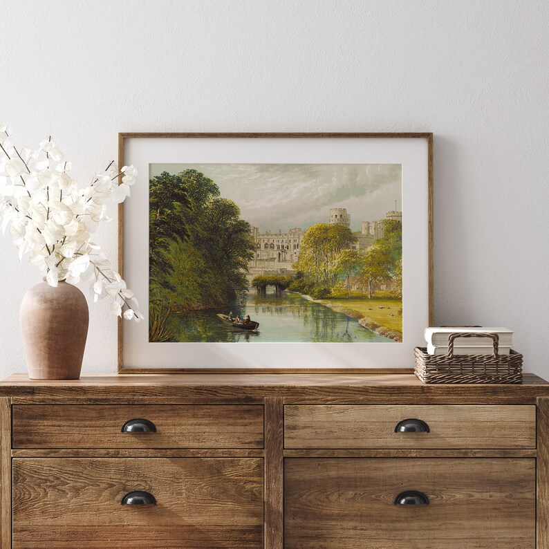 Warwick Castle | Vintage Landscape Oil Painting | Warwickshire England ...
