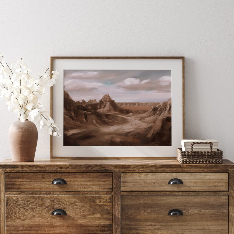 Badlands National Park | Vintage Oil Painting | South Dakota, USA ...