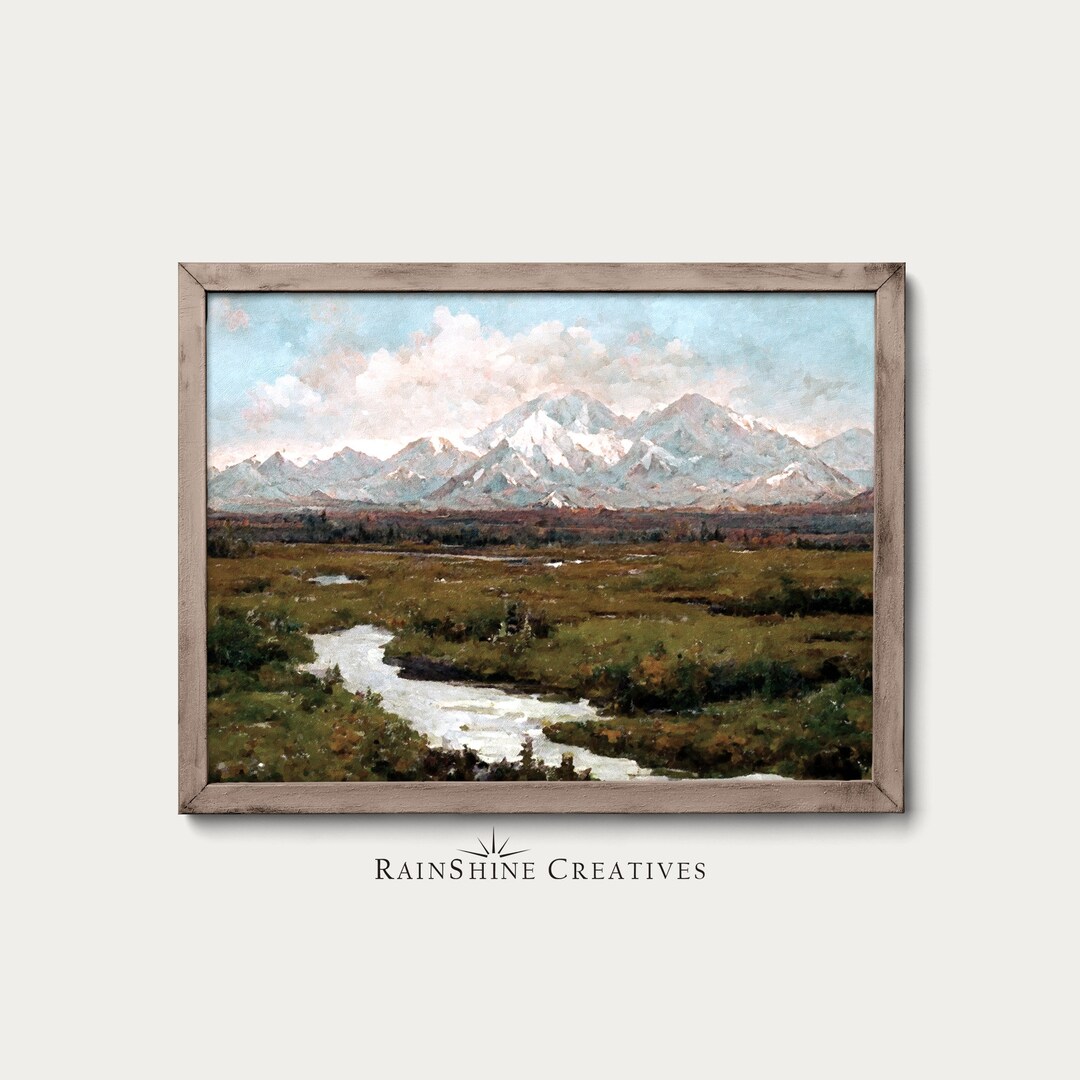 Denali National Park | Alaska, USA | Vintage Landscape Oil Painting ...