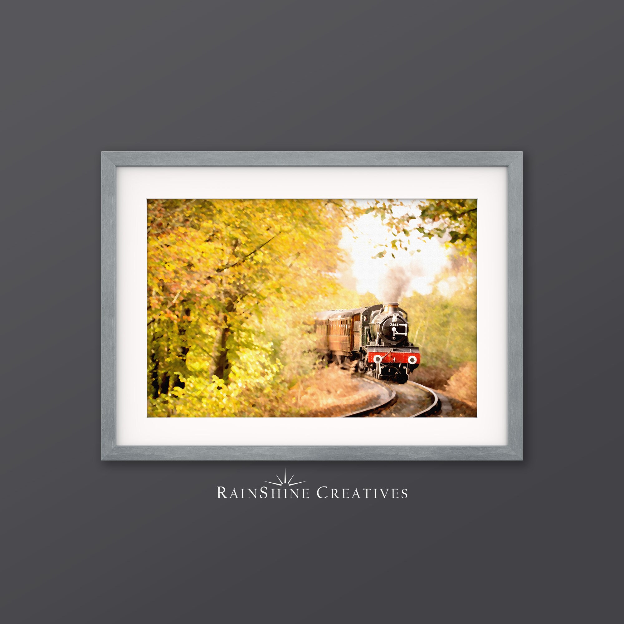 Steam Locomotive Train Painting Wall Art Autumn Landscape - Etsy