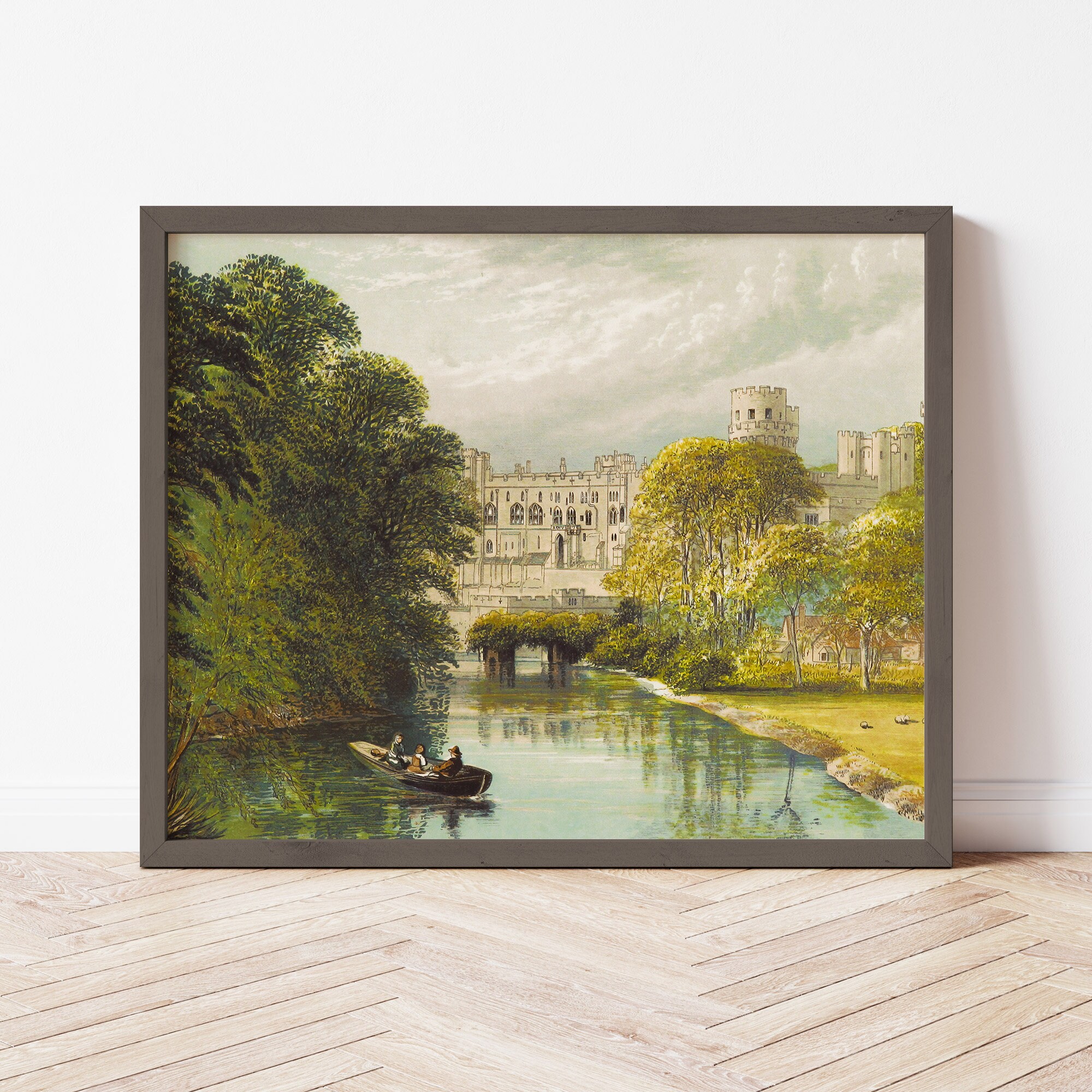 Warwick Castle | Vintage Landscape Oil Painting | Warwickshire England ...