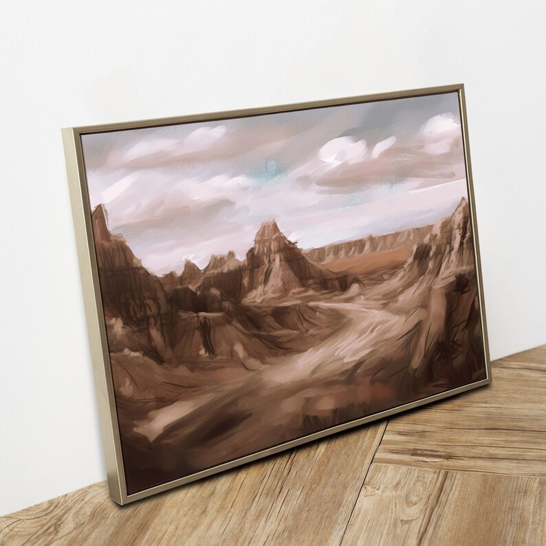 Badlands National Park | Vintage Oil Painting | South Dakota, USA ...
