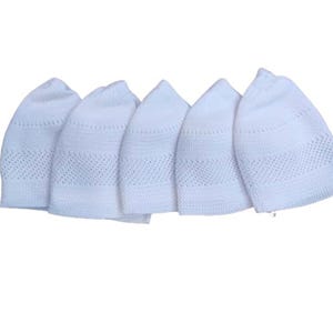 Men's White Topi Islamic Skull Cap Muslim Prayer Mosque Kufi Hat - 5 ...