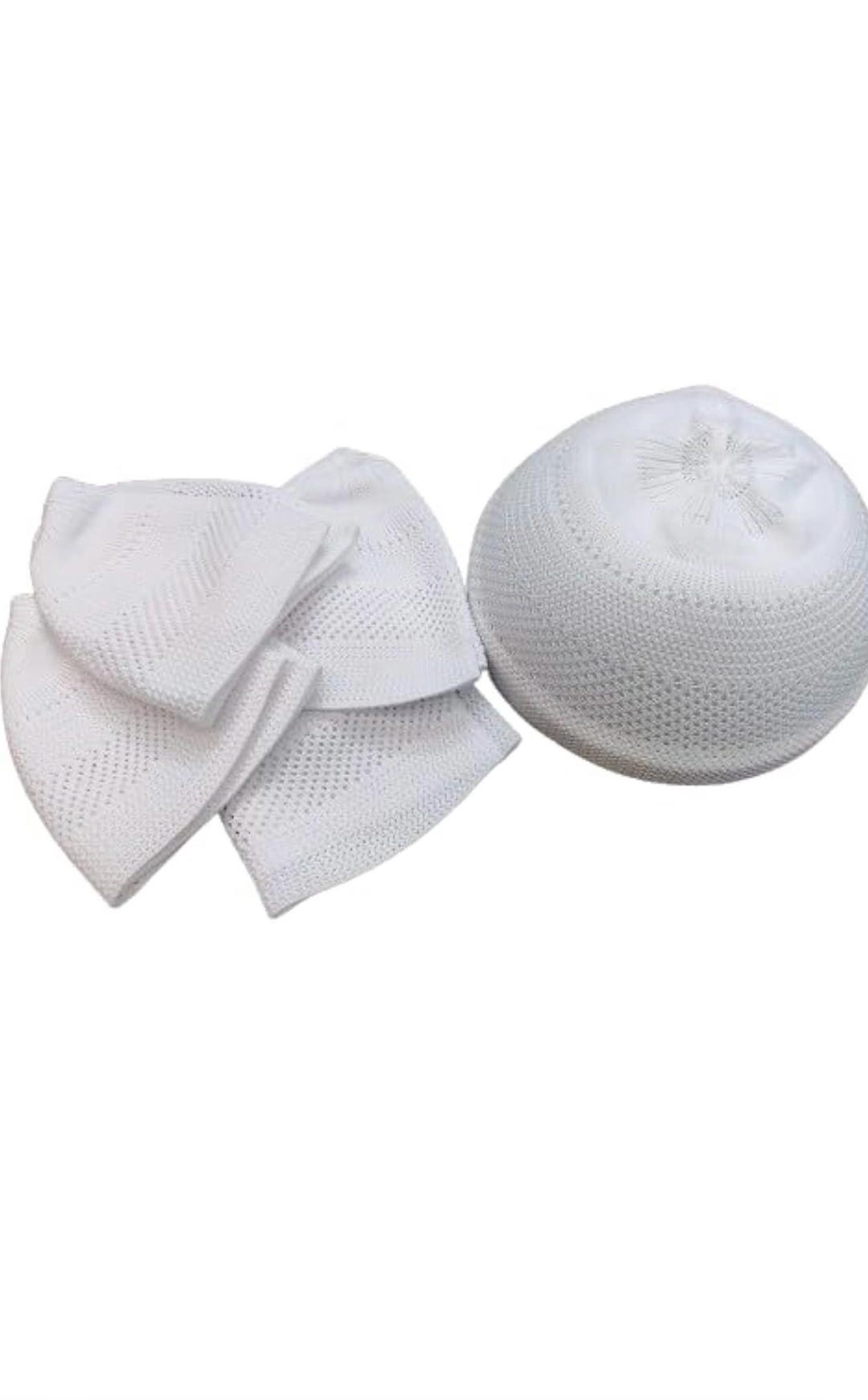 Men's White Topi Islamic Skull Cap Muslim Prayer Mosque Kufi Hat - 5 ...