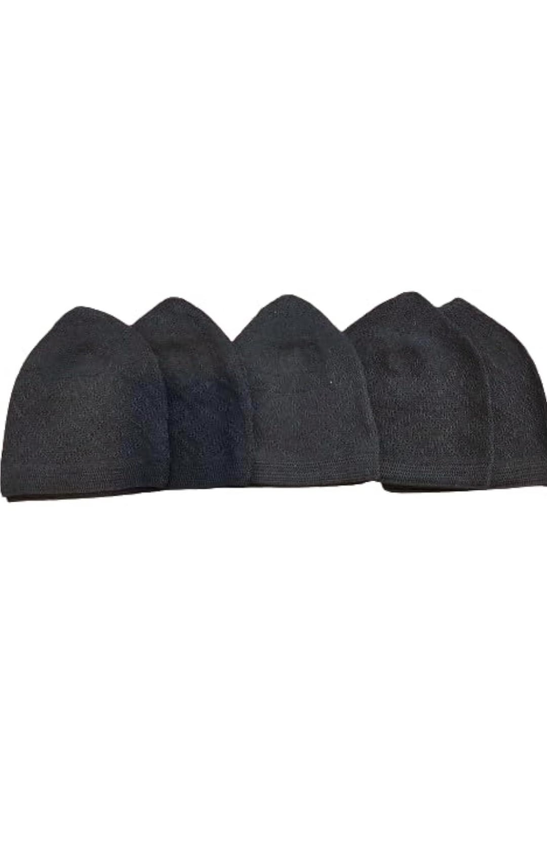 Men's Black Topi Islamic Skull Cap Muslim Prayer Mosque Kufi Hat - 5 ...