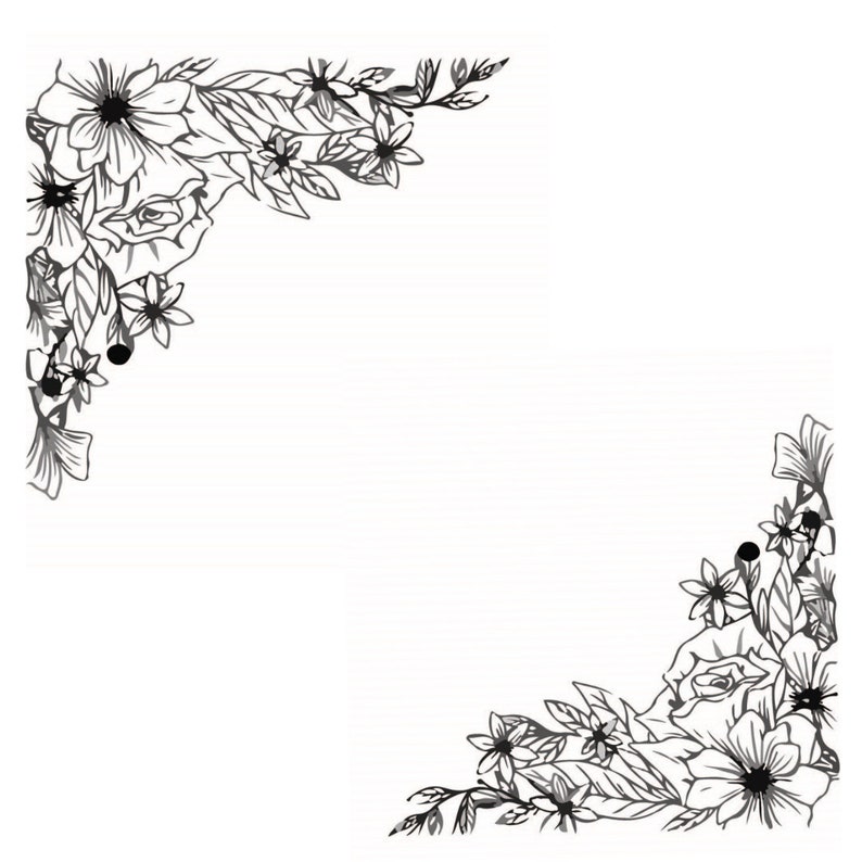Flower Corner Svg Bundle Wedding Border Decor Digital Files Etsy