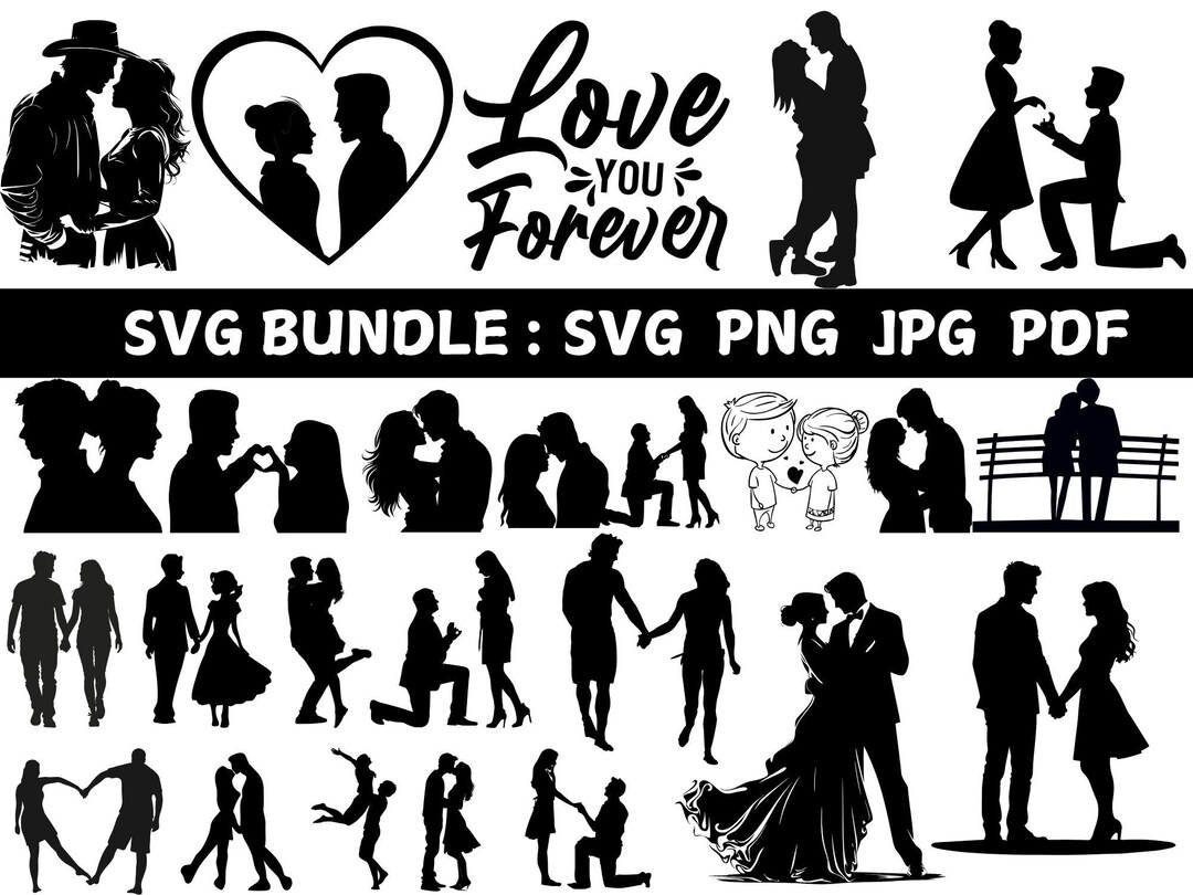 Couple SVG Bundle - Couple PNG Bundle - Couple Clipart - Couple SVG Cut ...