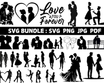 Couple SVG Bundle Couple PNG Bundle Couple Clipart Couple SVG Cut Files ...