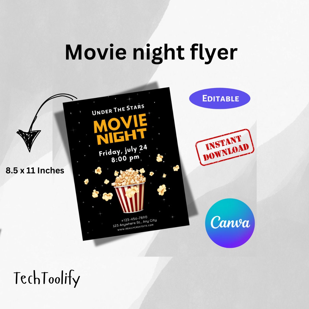 Movie Night Flyer, School Church Benefit Fundraiser Event Poster ...