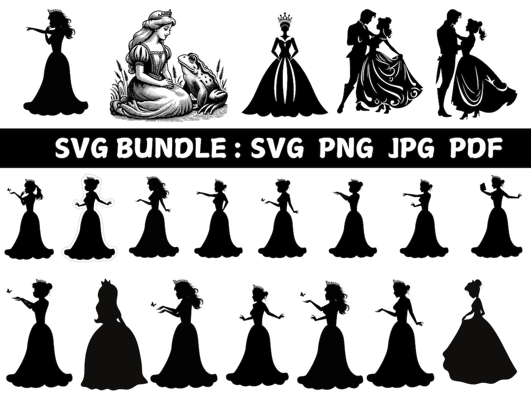 Princess Silhouette Svg Bundle, Princess Cut Files for Cricut, Princess ...