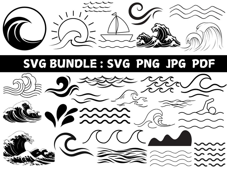 WAVE SVG, Wave Bundle Svg, Wave Cut Files , Wave Clipart , Wave Cricut ...