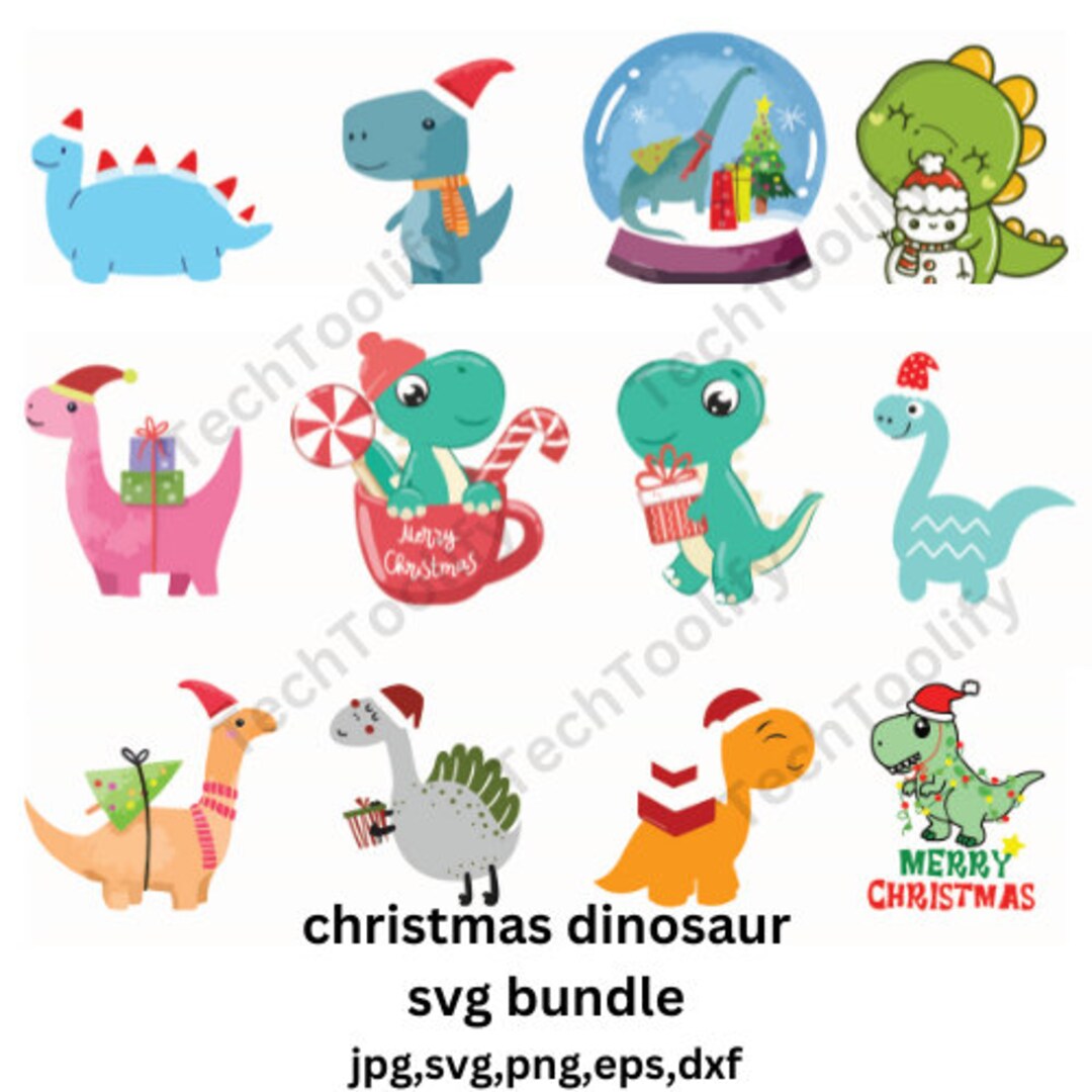 Christmas Dinosaur SVG Bundle, T-rex Santa Hat (digital Download) - Etsy
