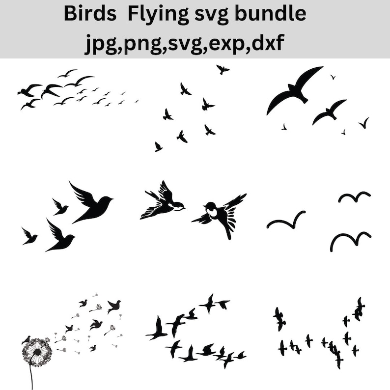 Birds SVG Birds Flying SVG Flying Birds Vector Birds Clipart Flock Svg ...