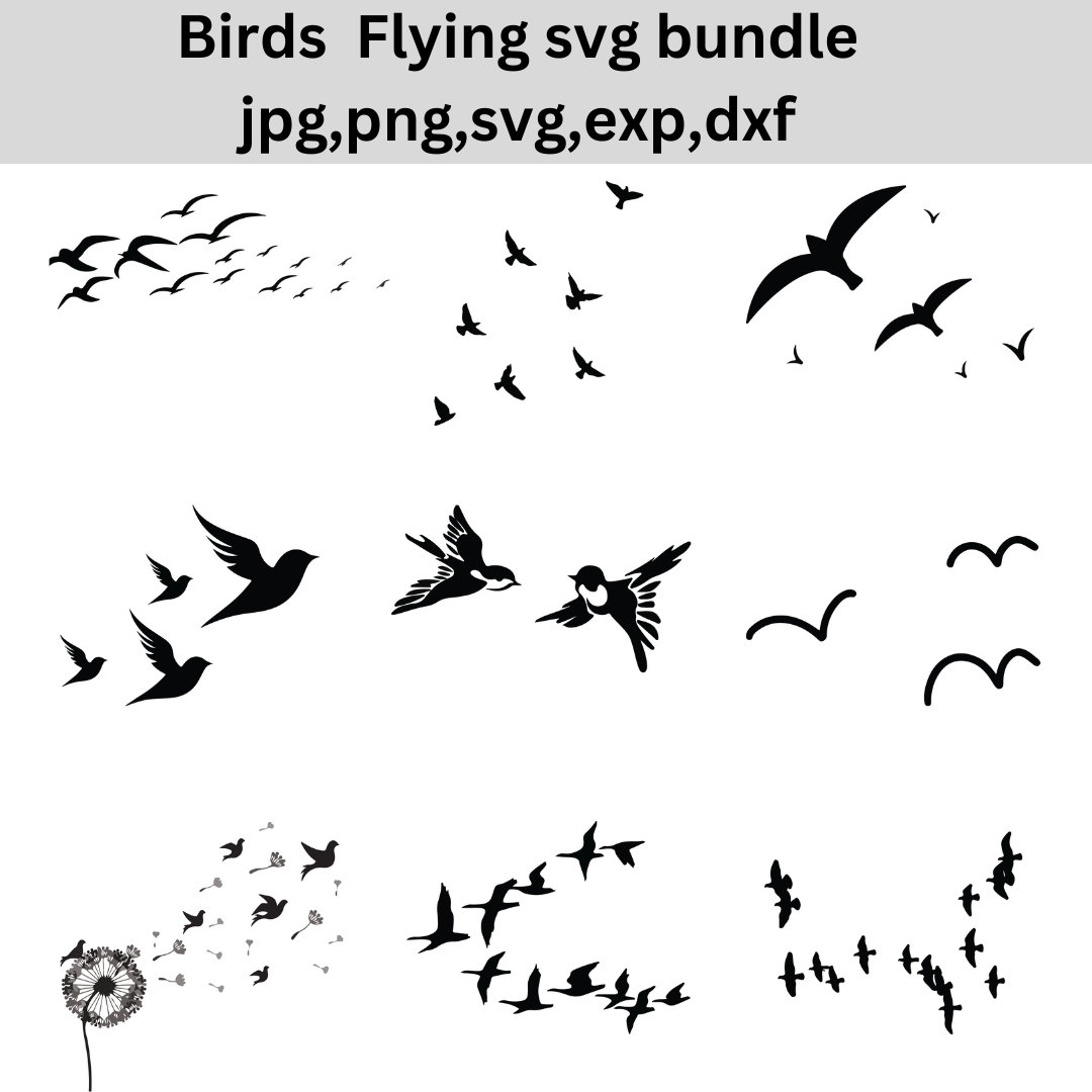 Birds SVG Birds Flying SVG Flying Birds Vector Birds Clipart Flock Svg ...