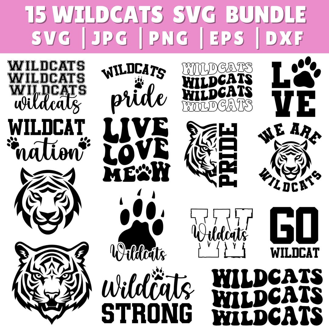 Wildcats SVG Bundle: Baseball, Football, Basketball, Soccer (cut Files ...
