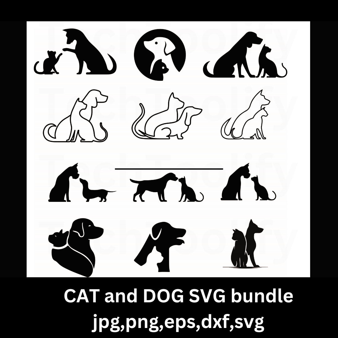 CAT and DOG SVG, Cat and Dog Clipart, Cat and Dog Svg Cut Files for ...