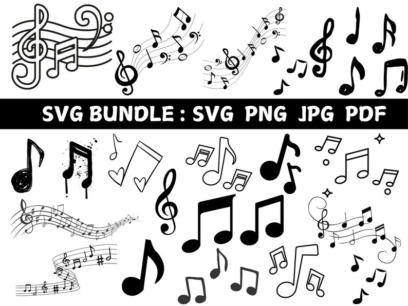 Music Notes SVG Bundle: Clipart Cut Files (digital Download) - Etsy Canada