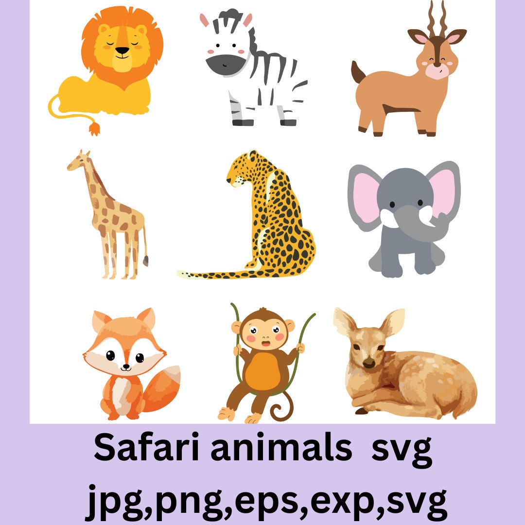 Safari Animals Outline SVG Cute African Jungle Animal Cut File Cricut ...