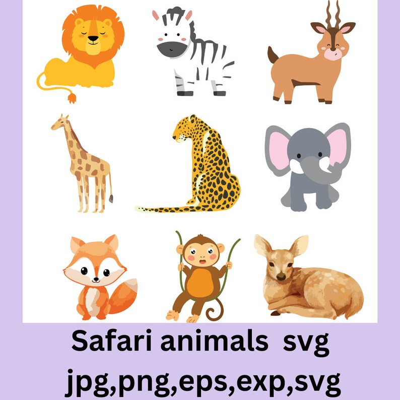 Safari Animals Outline SVG Cute African Jungle Animal Cut File Cricut ...