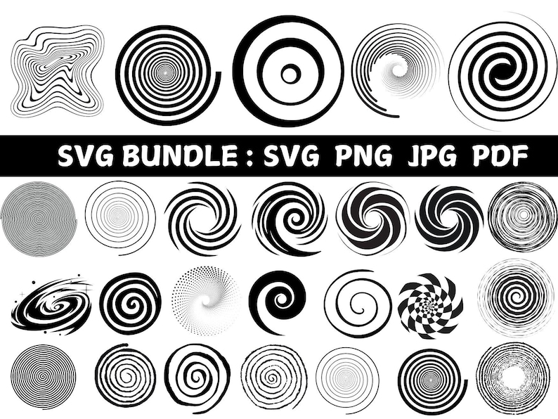 Spiral SVG Bundle, Hypnotic Spiral Svg, Spiral Clipart, Swirl Svg ...