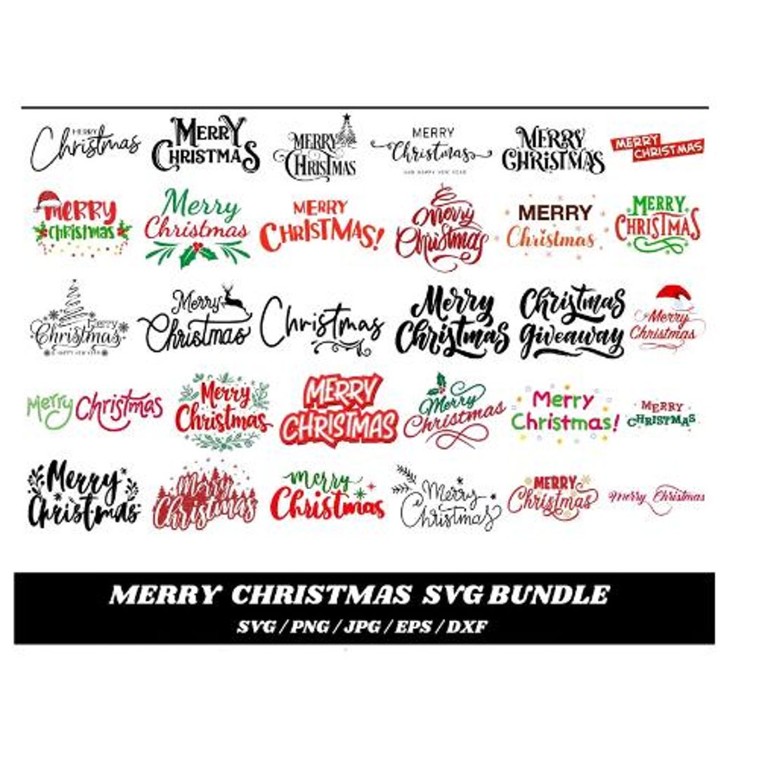Festive Christmas Text SVG Bundle | Instant Digital Download - Etsy