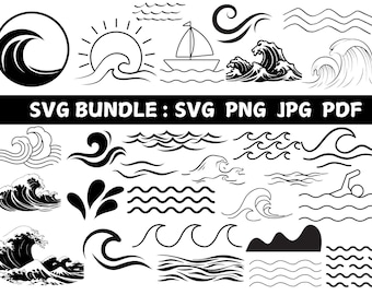 WAVE SVG, Wave Bundle Svg, Wave Cut Files , Wave Clipart , Wave Cricut ...