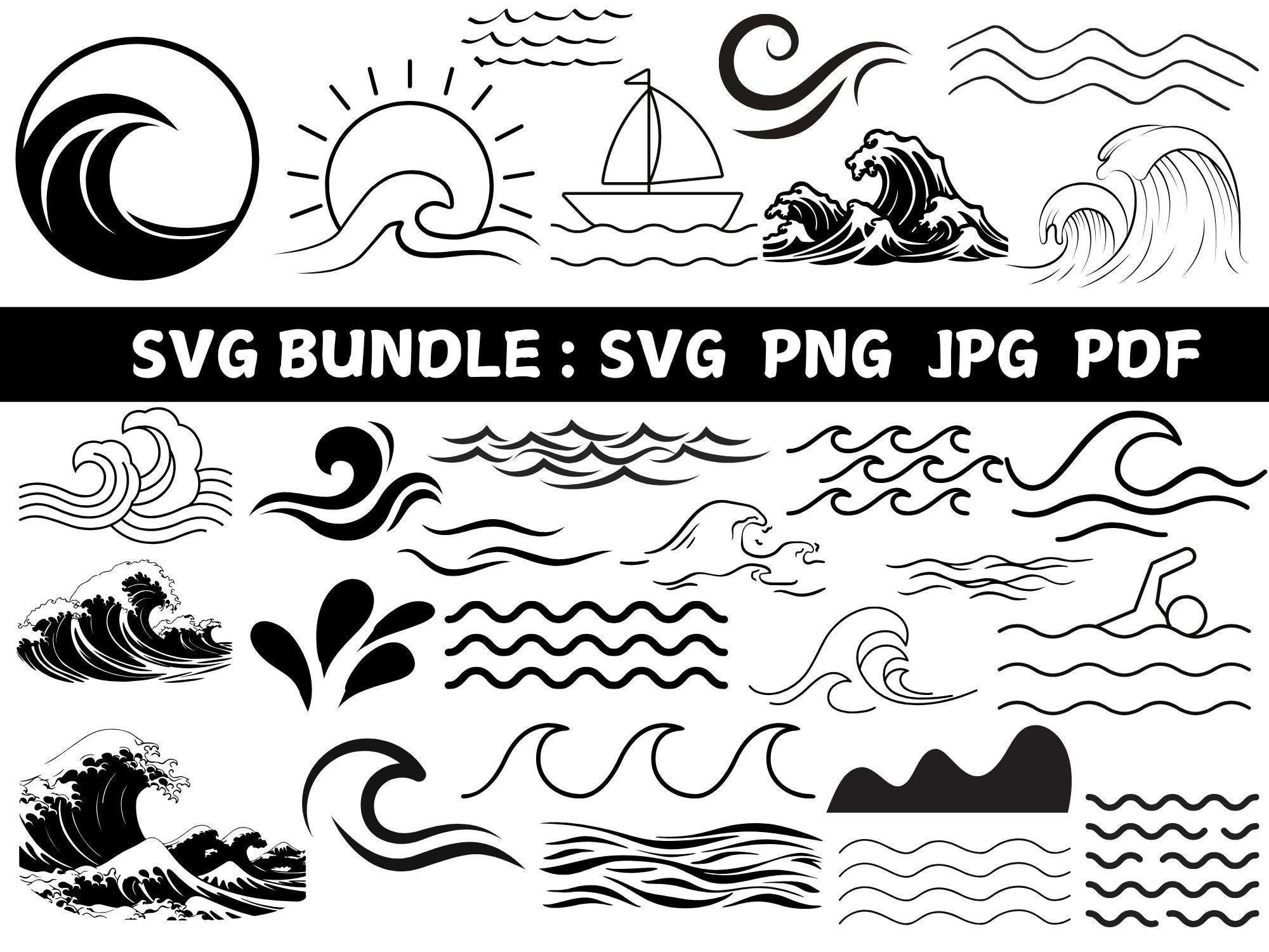 WAVE SVG, Wave Bundle Svg, Wave Cut Files , Wave Clipart , Wave Cricut ...
