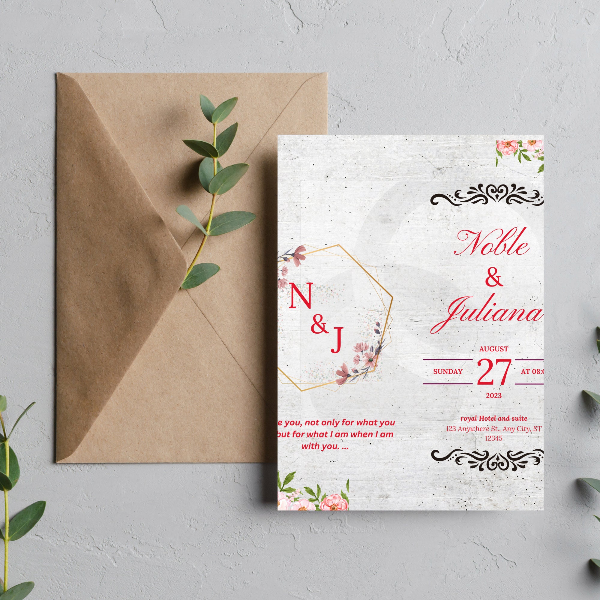 Editable Wedding Invitation Card | Folded Card | Wedding Invitation ...