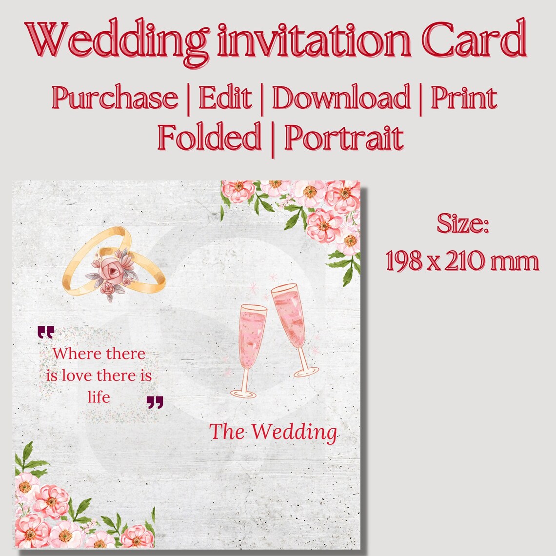 Editable Wedding Invitation Card | Folded Card | Wedding Invitation ...
