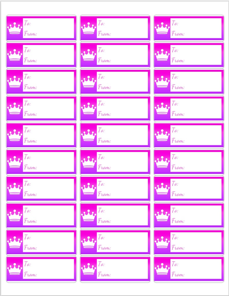 Editable Printable Princess Birthday Gift Tags, Print at Home Gift Tag ...