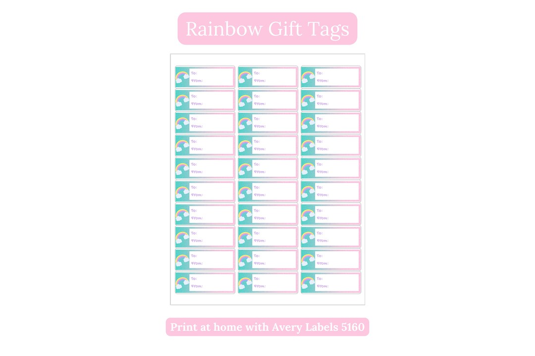 Editable Printable Rainbow Birthday Gift Tags, Print at Home Gift Tag ...