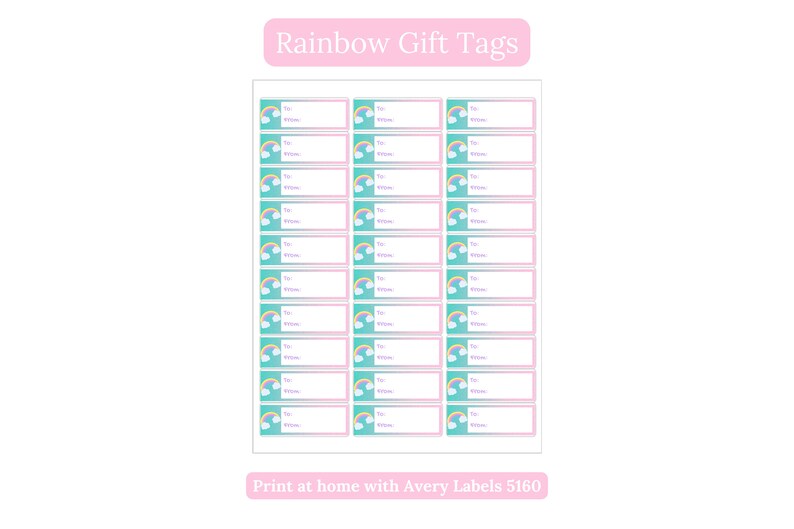 Editable Printable Rainbow Birthday Gift Tags, Print at Home Gift Tag ...