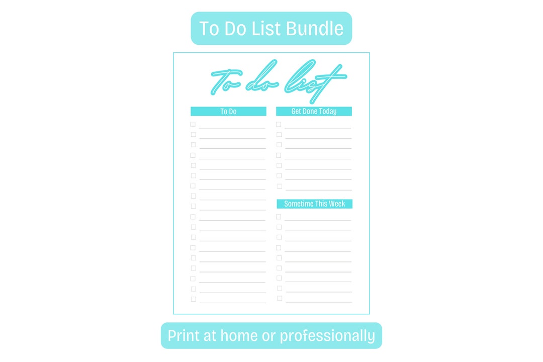 Daily to Do List, Neon Blue to Do List, Downloadable to Do List ...