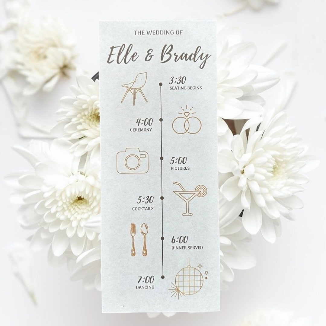 Wedding Order of Event Digital Download, Wedding Timeline Template ...
