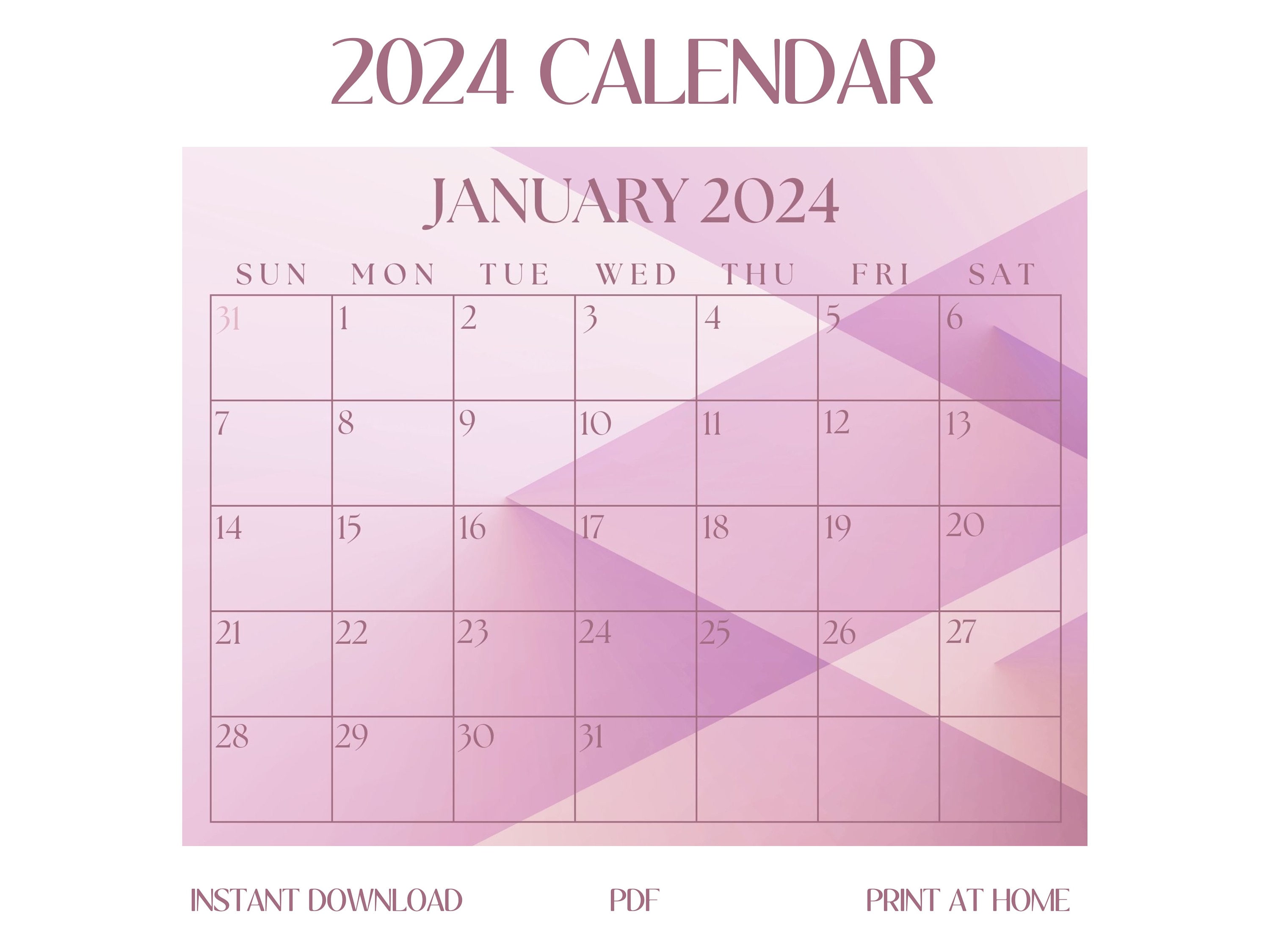 2024 Calendar, 2024 Monthly Planner, Geometric Modern Aesthetic Wall ...